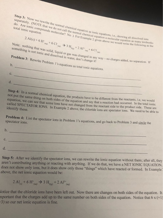 Solved Step 3: Now we rewrite the normal chem separately. | Chegg.com