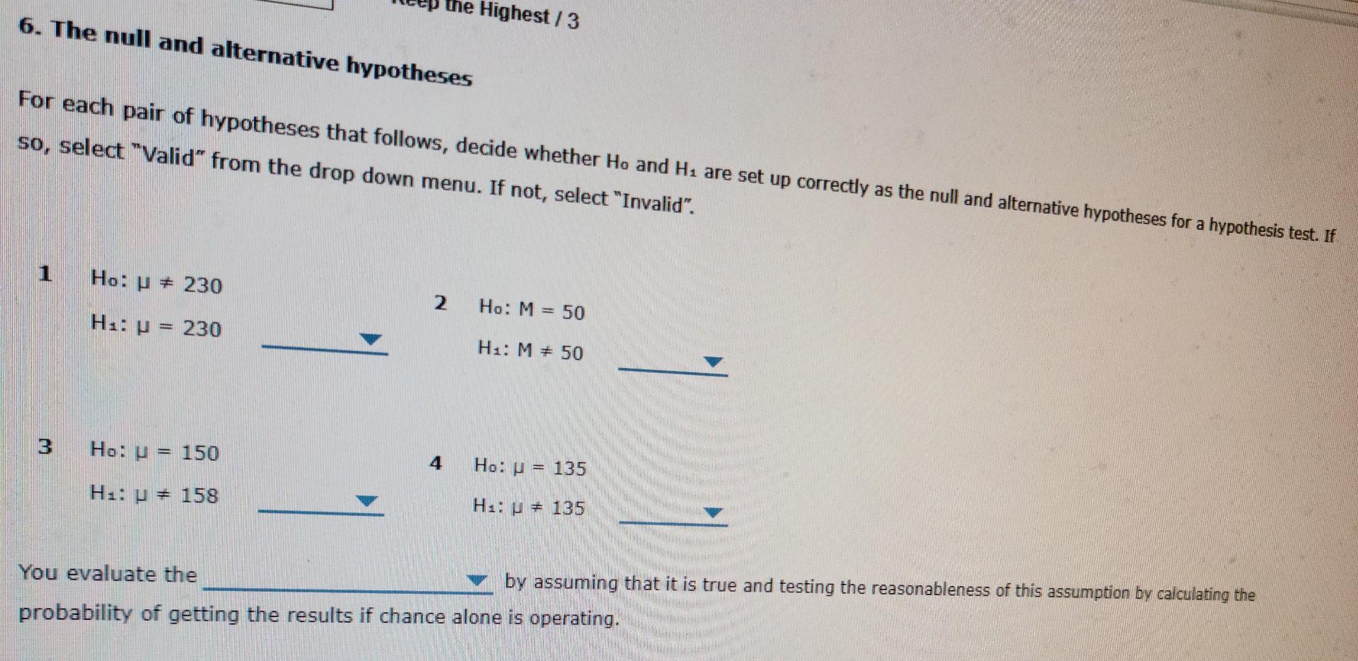 Solved 6. The null and alternative hypotheses For each pair | Chegg.com