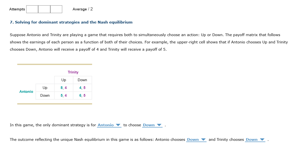 Solved Attempts Average / 27. ﻿Solving for dominant | Chegg.com