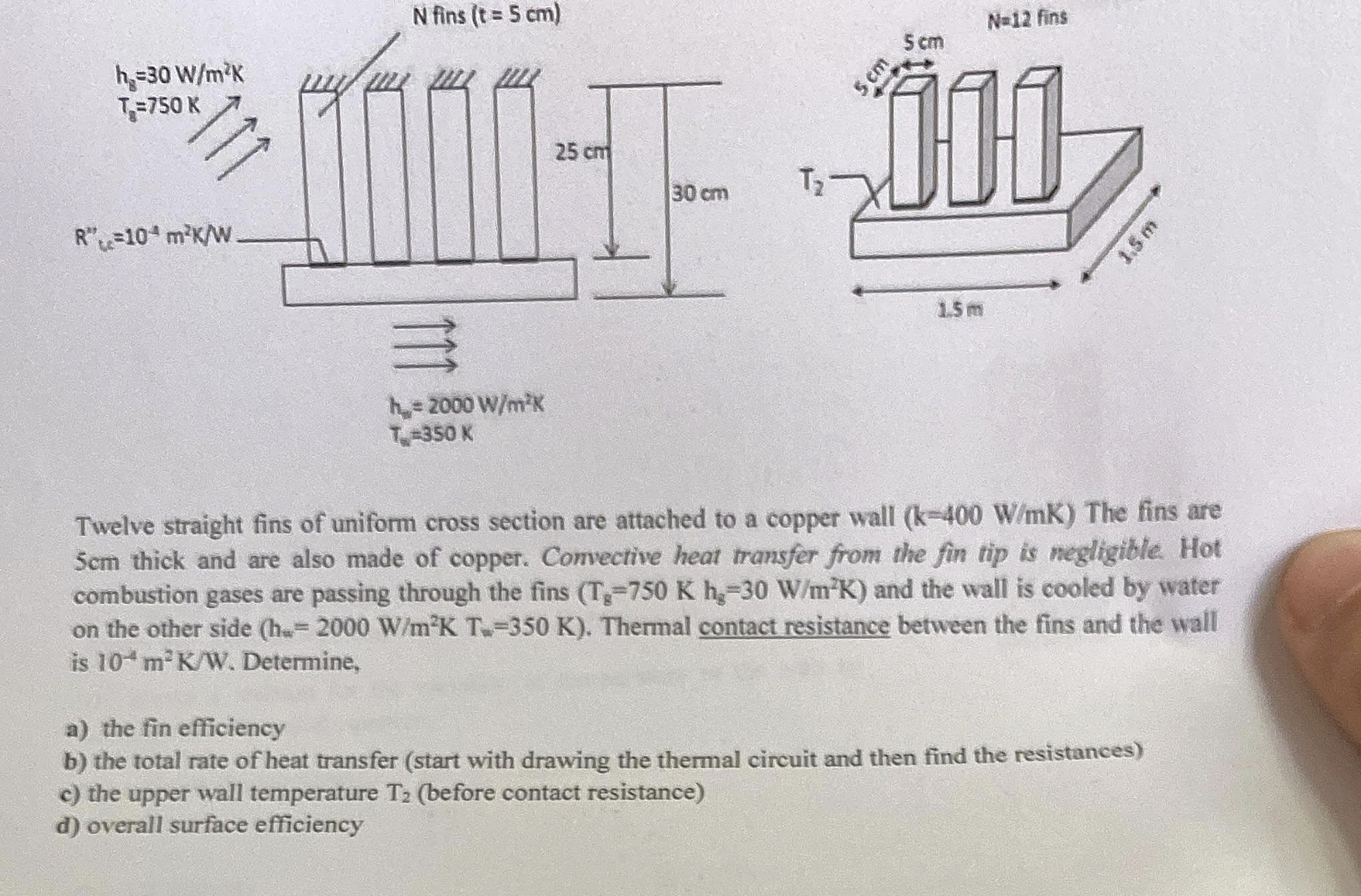 Solved Twelve straight fins of uniform cross section are | Chegg.com