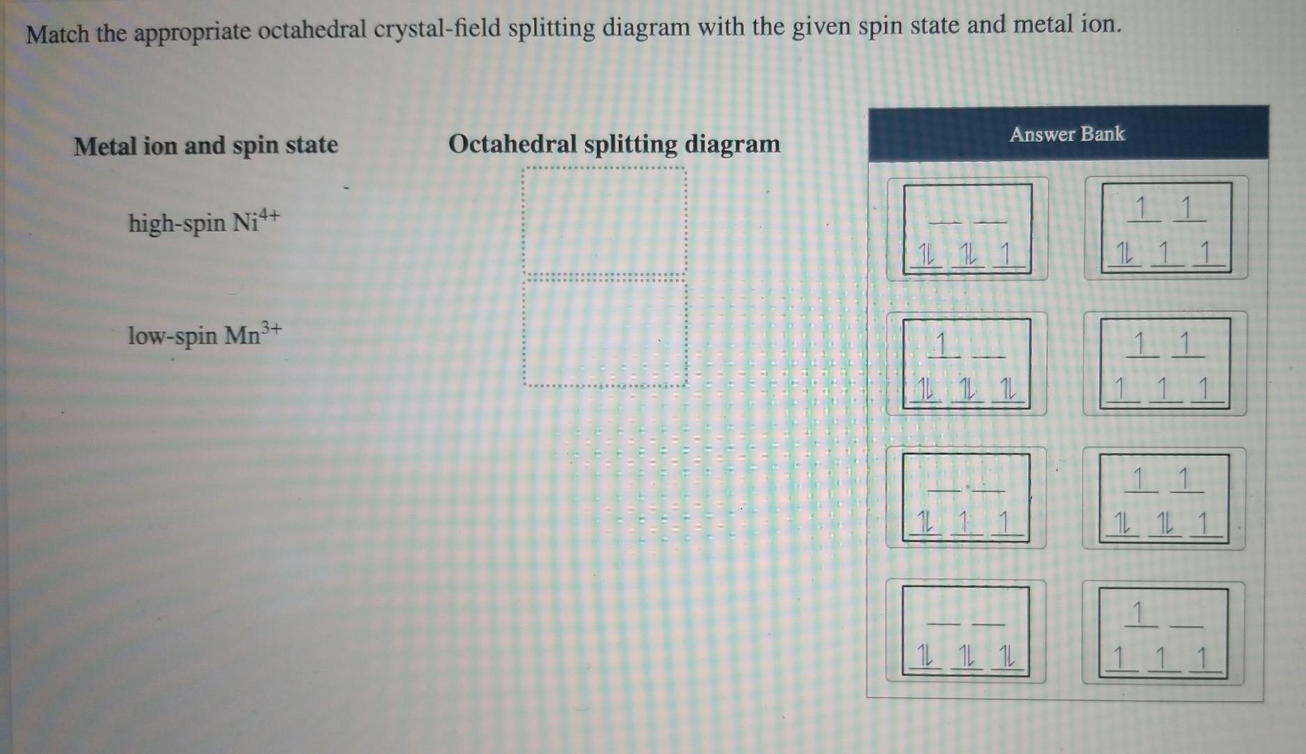 Solved Match the appropriate octahedral crystal-field | Chegg.com