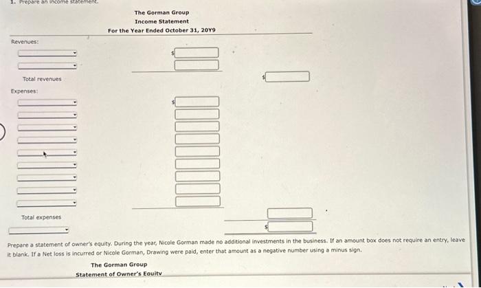 Prepare a balance sheet. The Gorman Group Balance | Chegg.com