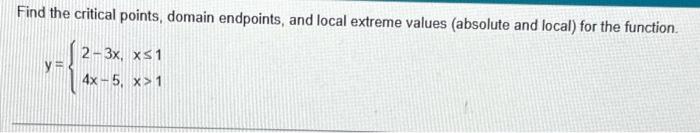 Solved Find the critical points, domain endpoints, and local | Chegg.com