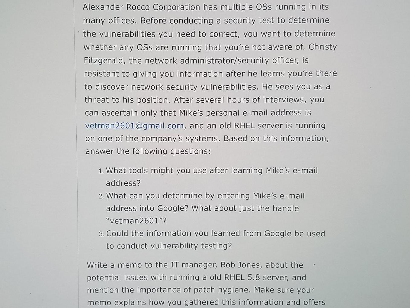 Solved Alexander Rocco Corporation has multiple OSs running | Chegg.com