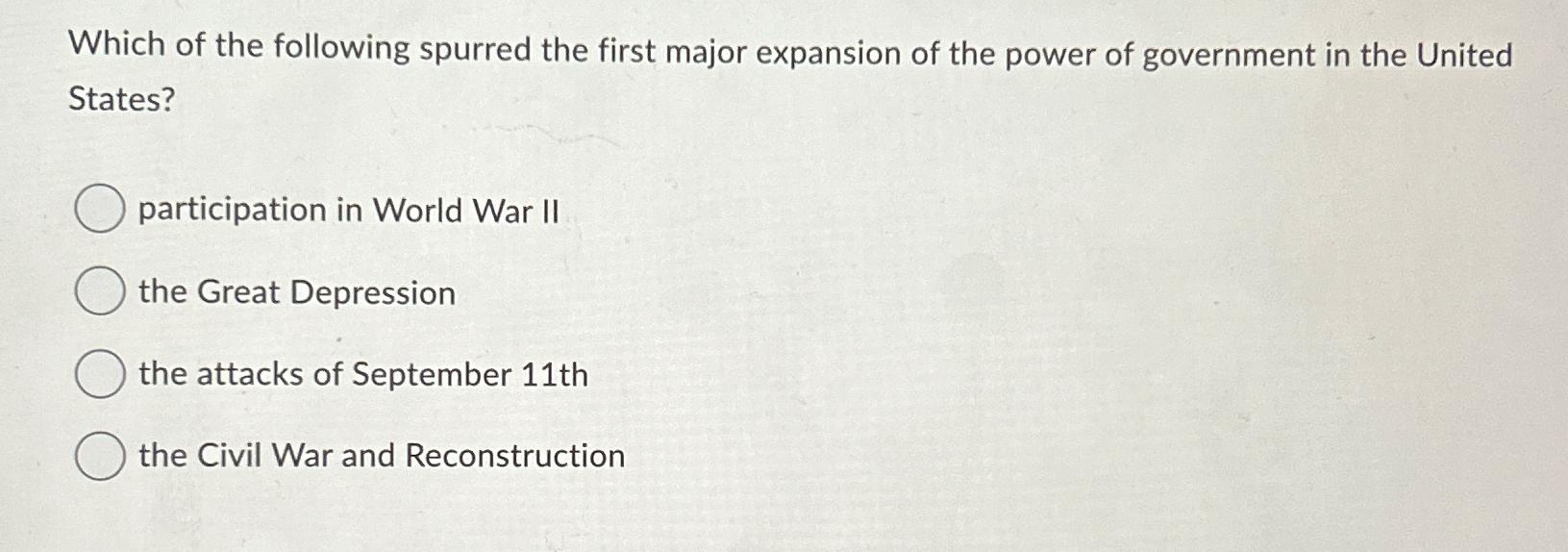 Solved Which of the following spurred the first major | Chegg.com