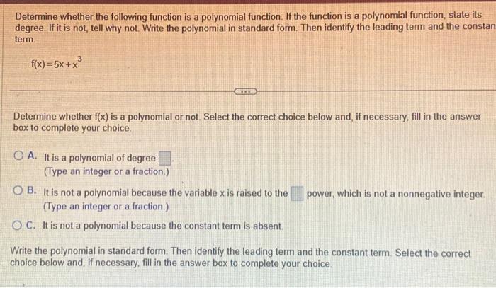 Solved Determine whether the following function is a | Chegg.com