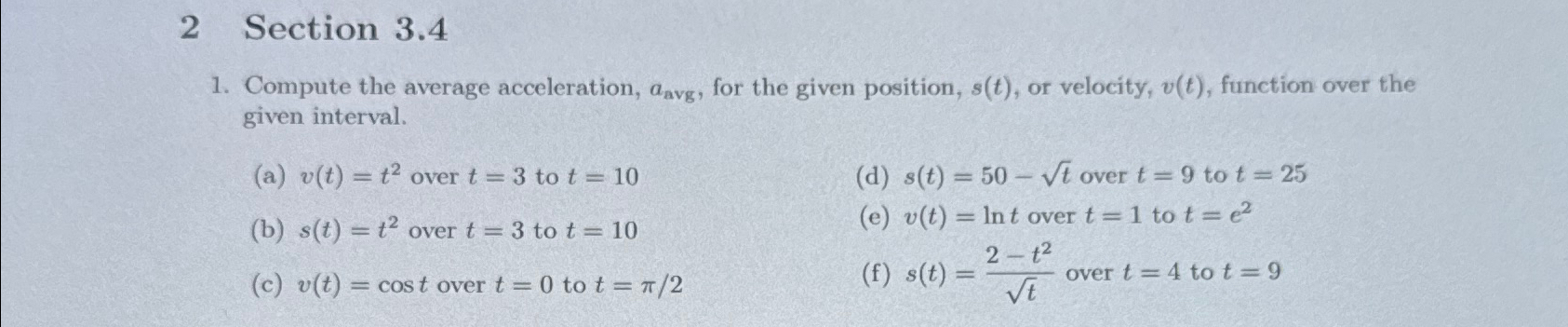 Solved Section 3.4 ﻿q's 1a-fCompute the average | Chegg.com