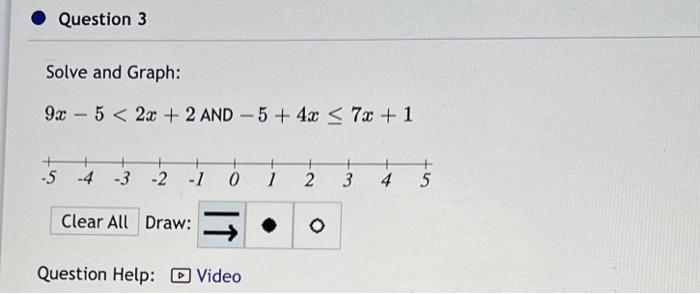 Solved Question 3 Solve and Graph: 9x - 5