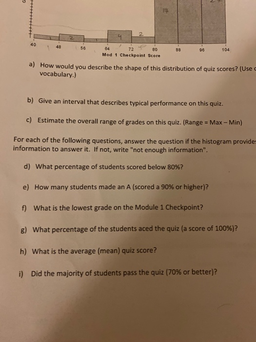 Solved Distributions for Quantative Data: Histograms ng is a | Chegg.com