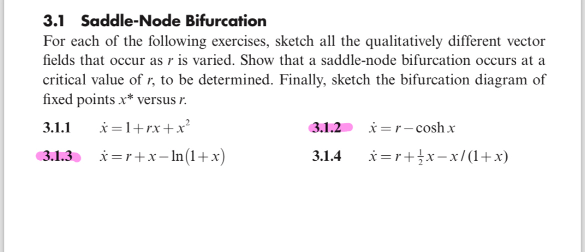 Solved 3.1 ﻿Saddle-Node BifurcationFor each of the following | Chegg.com
