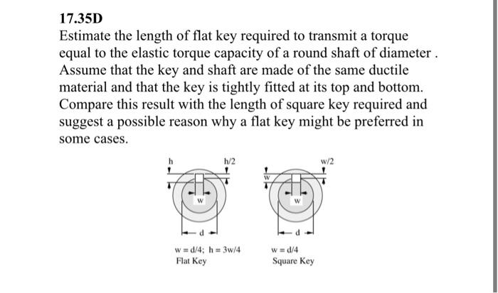 Solved 17.35D Estimate the length of flat key required to | Chegg.com