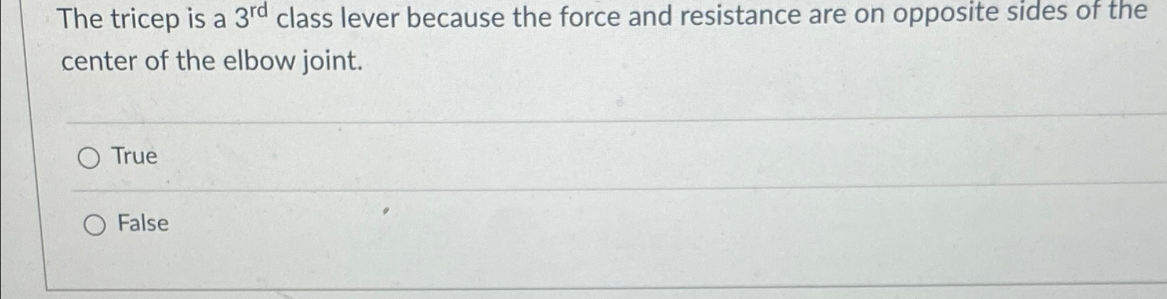 Solved The tricep is a 3rd ﻿class lever because the force | Chegg.com