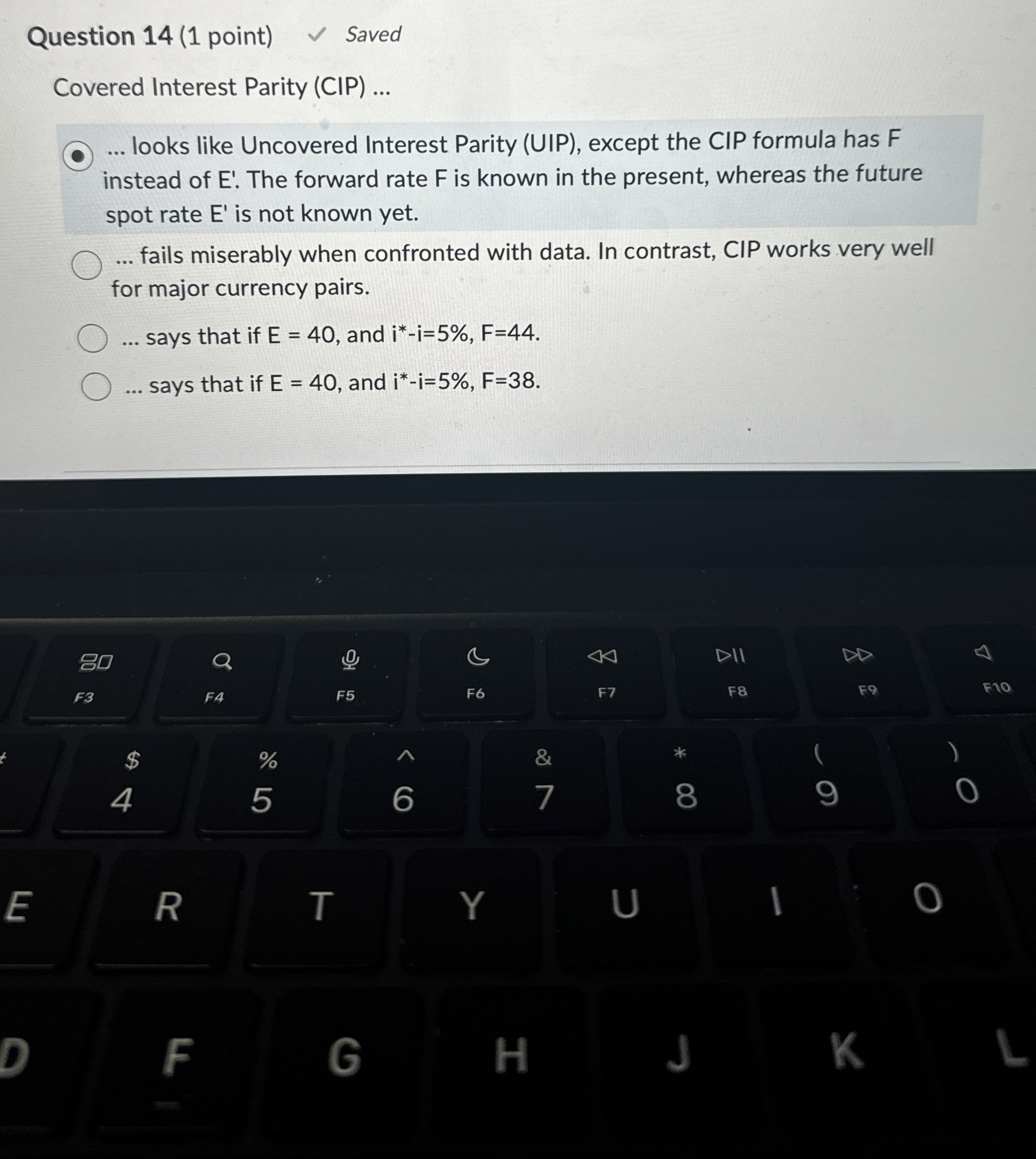 Solved Question 14 (1 ﻿point) ﻿SavedCovered Interest Parity | Chegg.com