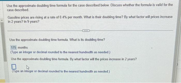 Solved Use the approximate doubling time formula for the | Chegg.com