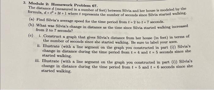 Solved 3. Module 2: Homework Problem 67. The distance d | Chegg.com