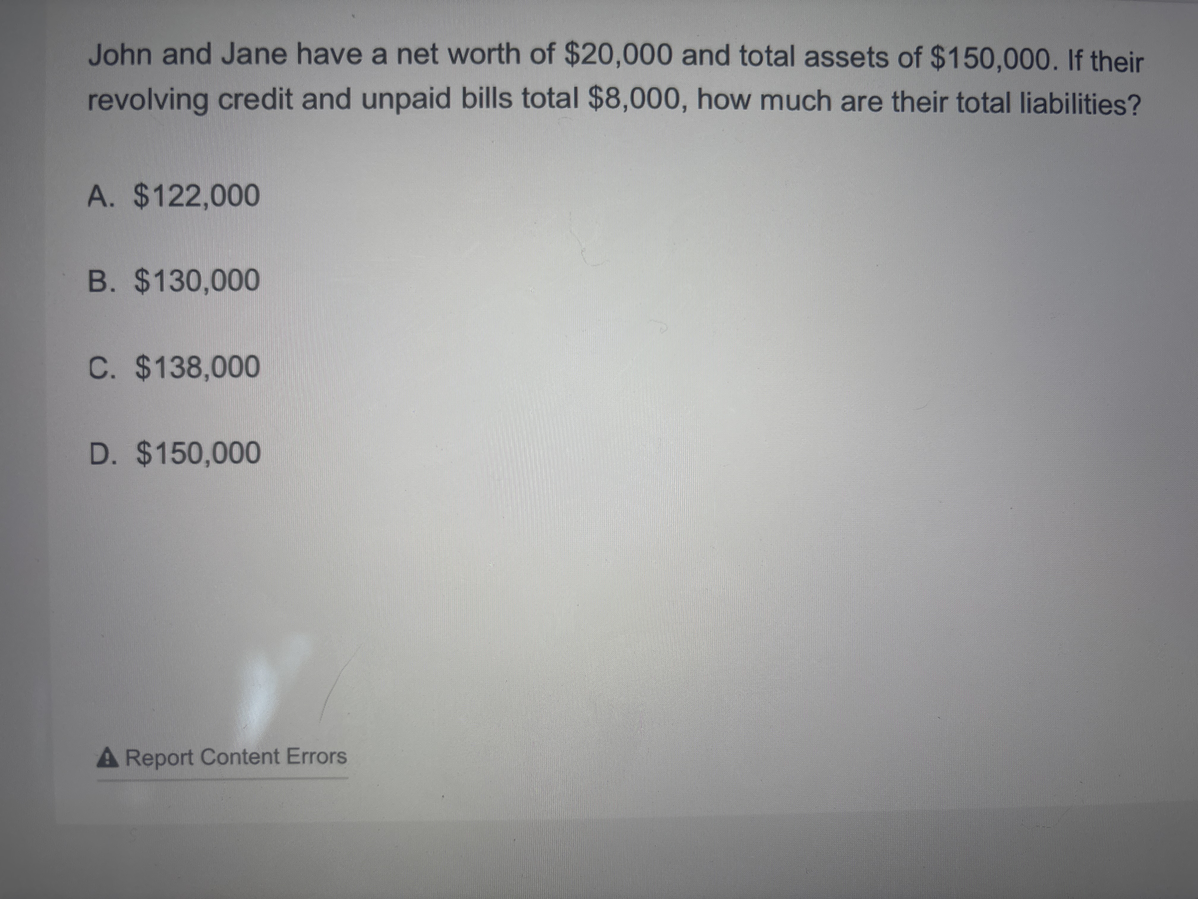 Solved John and Jane have a net worth of ﻿$20,000 ﻿and total | Chegg.com