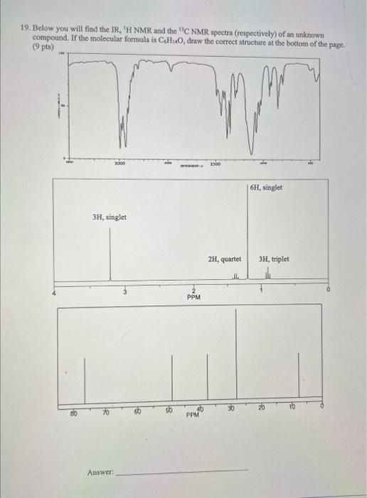 Solved 19. Below you will find the IR, ' H NMR and the ' | Chegg.com