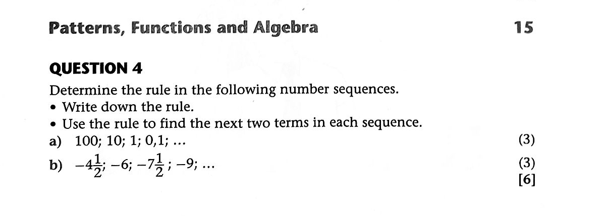 Solved Patterns, Functions and Algebra15QUESTION 4Determine | Chegg.com