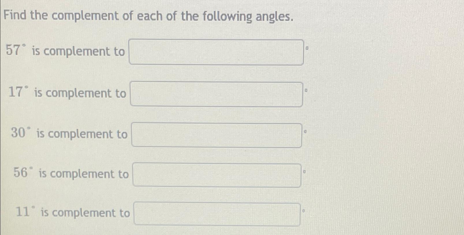 Solved Find the complement of each of the following | Chegg.com