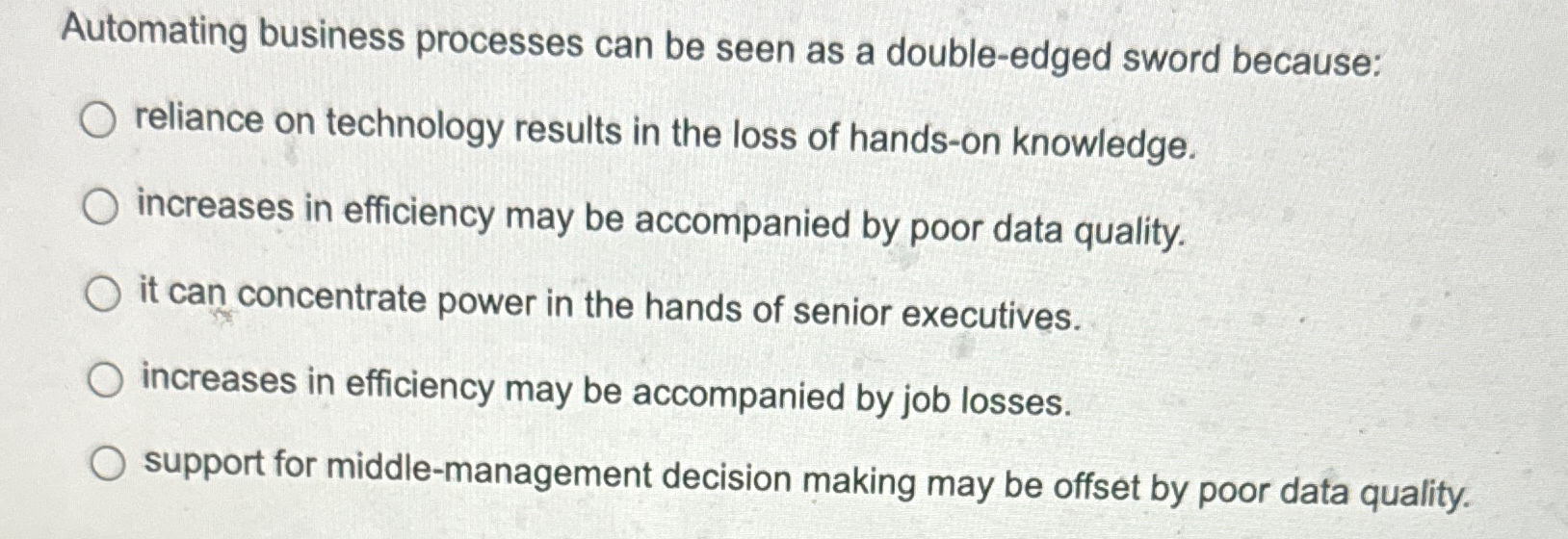 Solved Automating business processes can be seen as a | Chegg.com