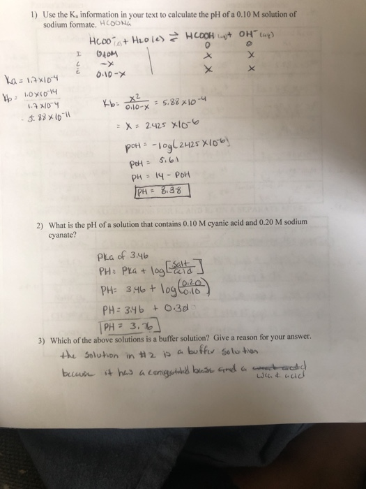 Solved 1) Use the K, information in your text to calculate | Chegg.com