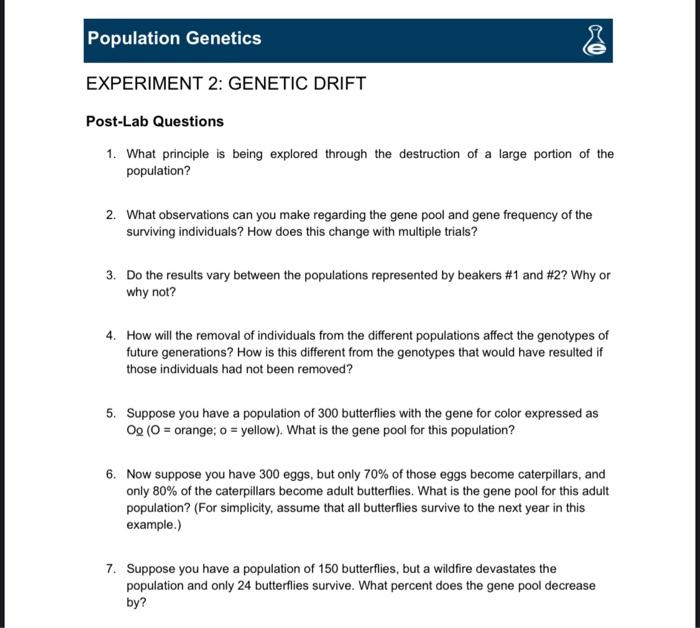 Solved Genetic dift, the variation in the gene pool andior | Chegg.com
