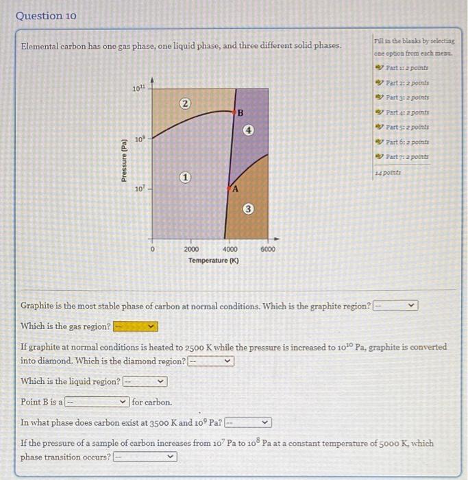 Solved Question 10 Elemental carbon has one gas phase, one | Chegg.com