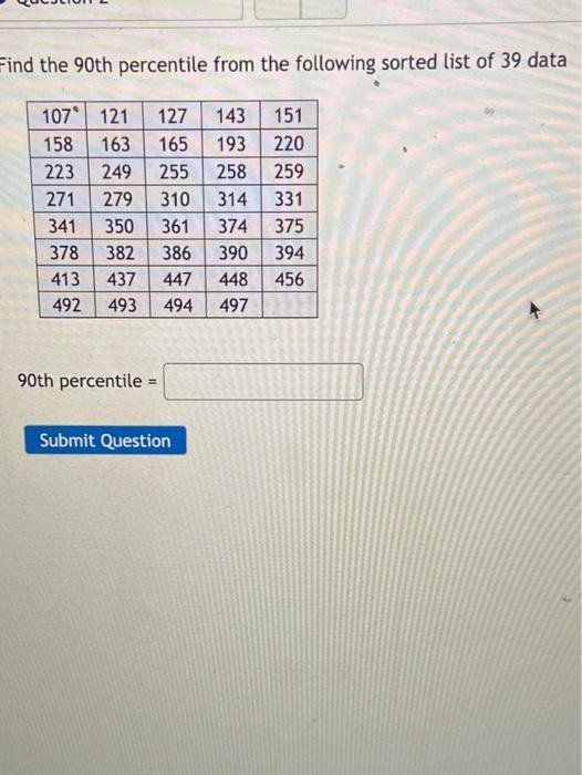 Solved Find the 90th percentile from the following sorted | Chegg.com