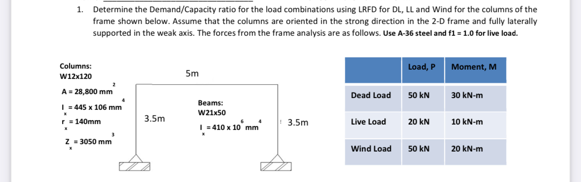 Determine the Demand/Capacity ratio for the load | Chegg.com