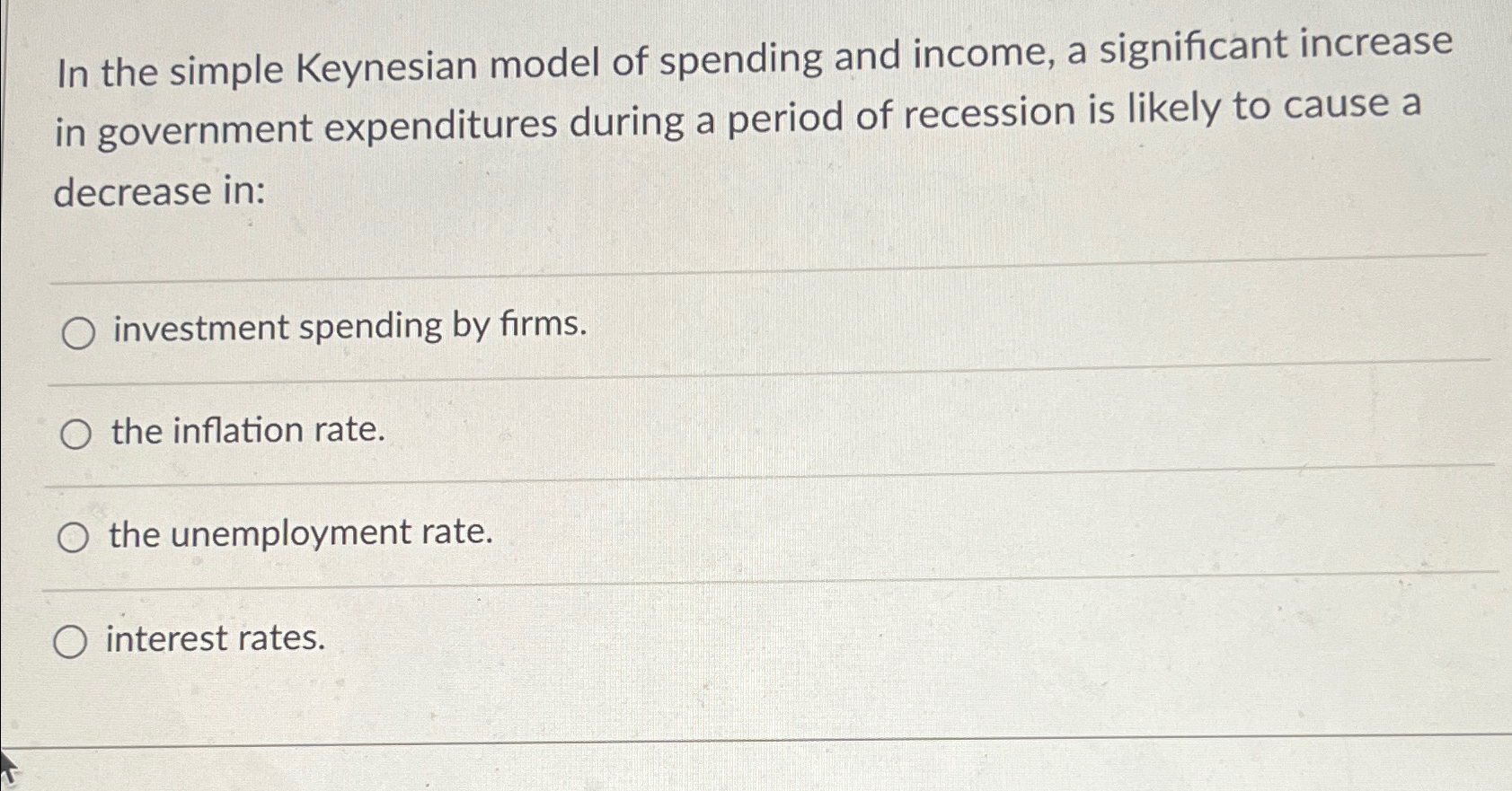 Solved In the simple Keynesian model of spending and income, | Chegg.com