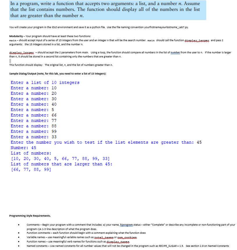 Solved by an EXPERT In a program, write a function that accepts two | Chegg.com