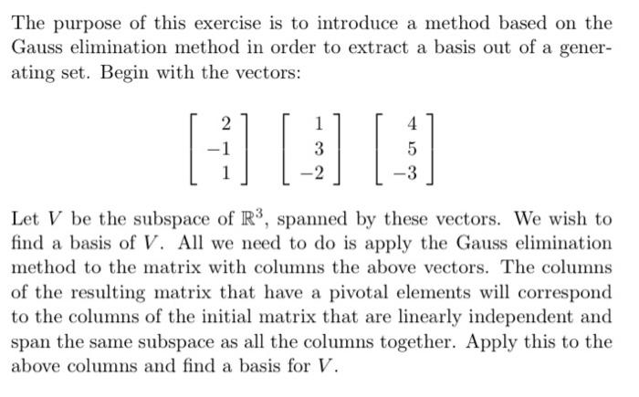 Solved The Purpose Of This Exercise Is To Introduce A Method
