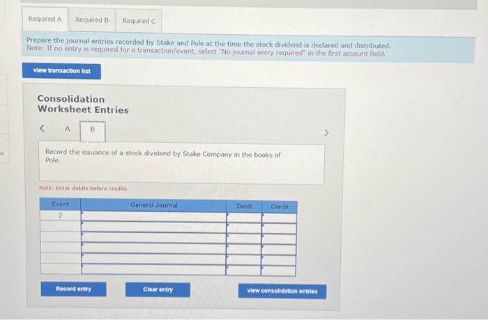 Solved repare the worksheet consolidation entries needed to | Chegg.com