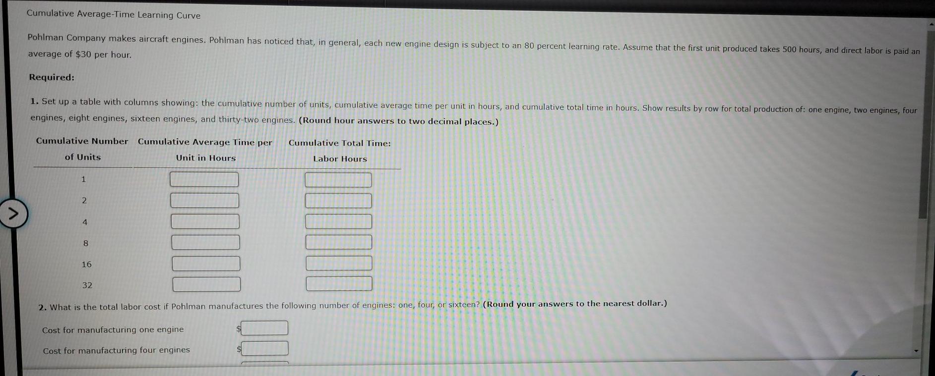 Solved Cumulative Average-Time Learning Curve Pohlman | Chegg.com