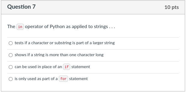 Solved Question 7The operator of Python as applied to | Chegg.com