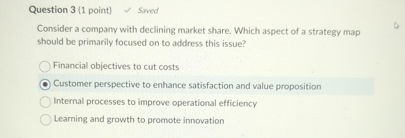 Solved Question 3 (1 ﻿point) ﻿SavedConsider a company with | Chegg.com