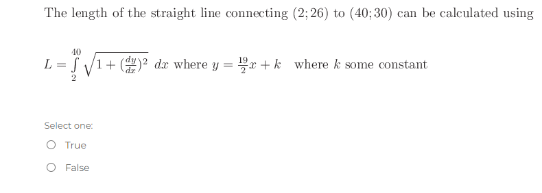 Solved The length of the straight line connecting (2;26) to | Chegg.com
