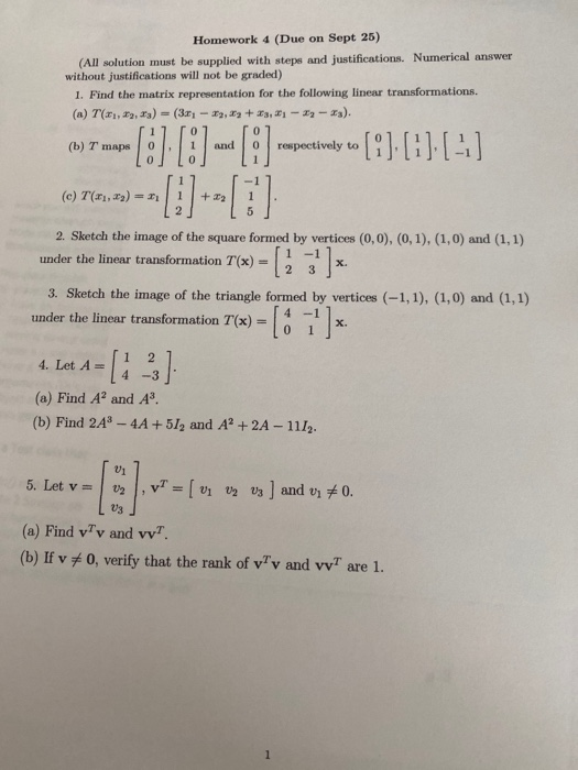 Solved Homework 4 (Due on Sept 25) (All solution must be | Chegg.com