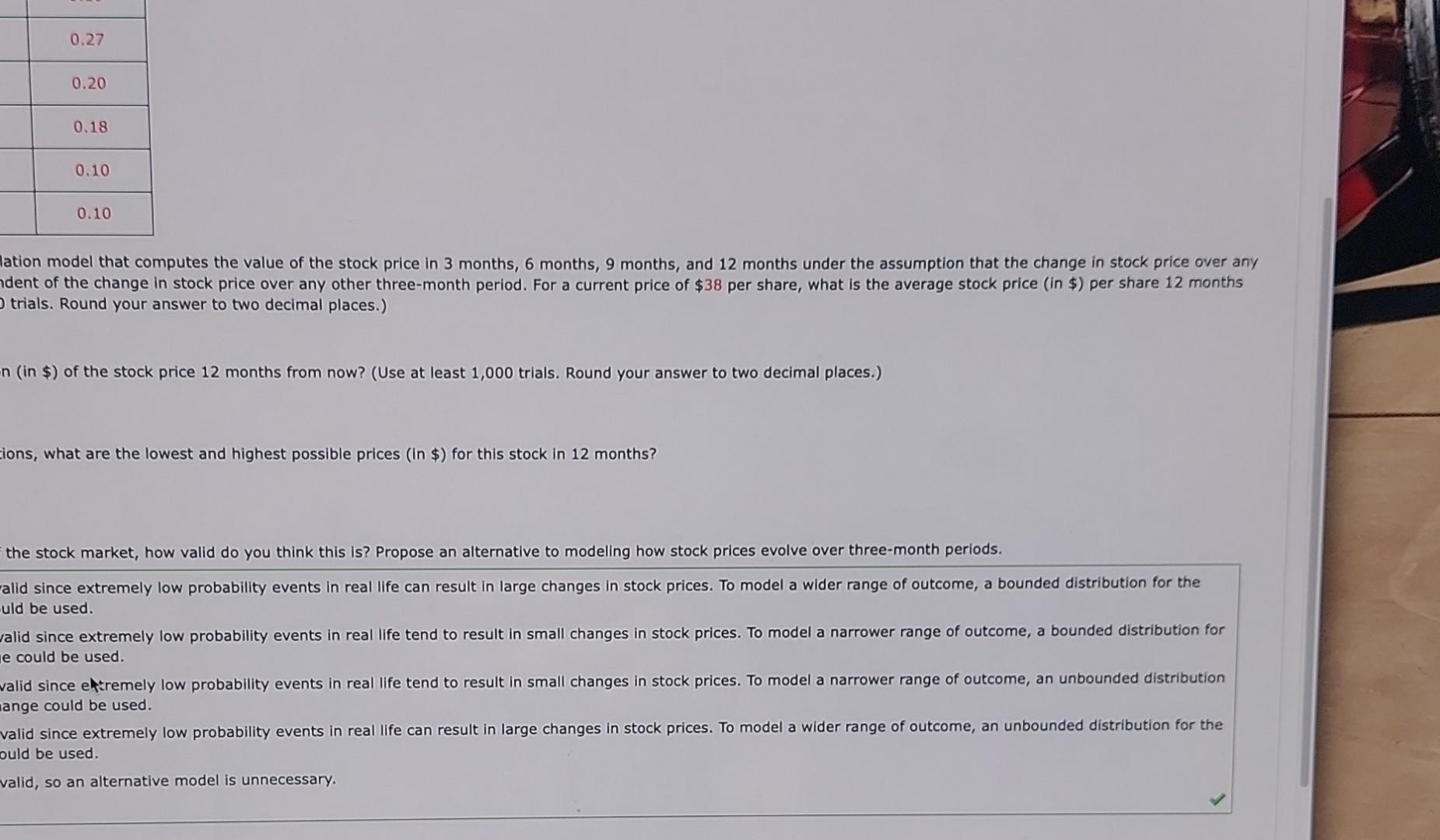 Solved (a) Construct a spreadsheet simulation model that | Chegg.com
