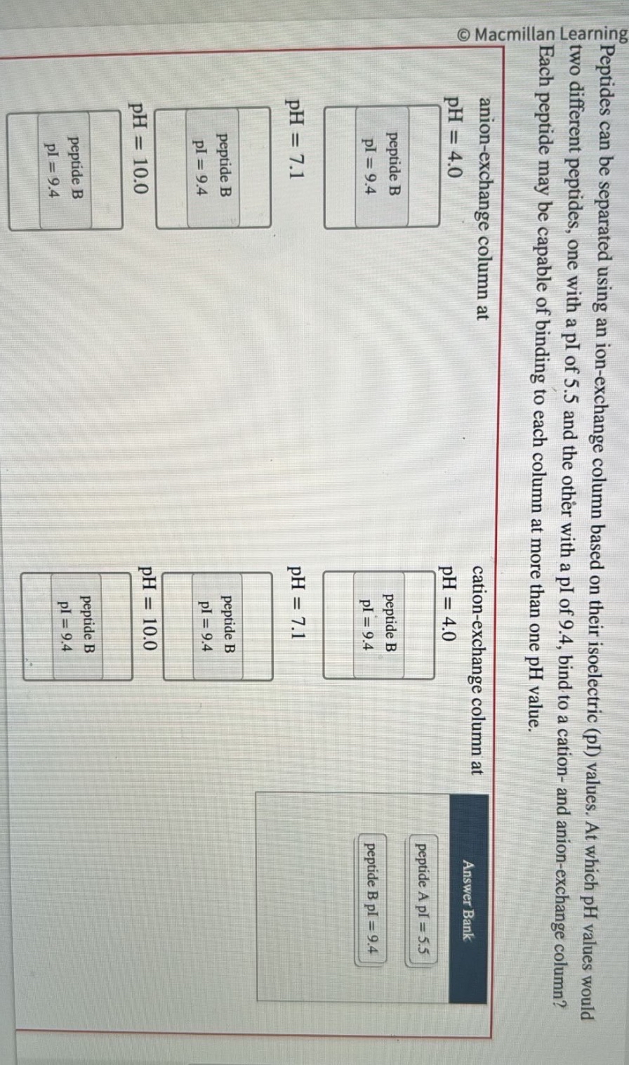 Solved Peptides can be separated using an ion-exchange | Chegg.com