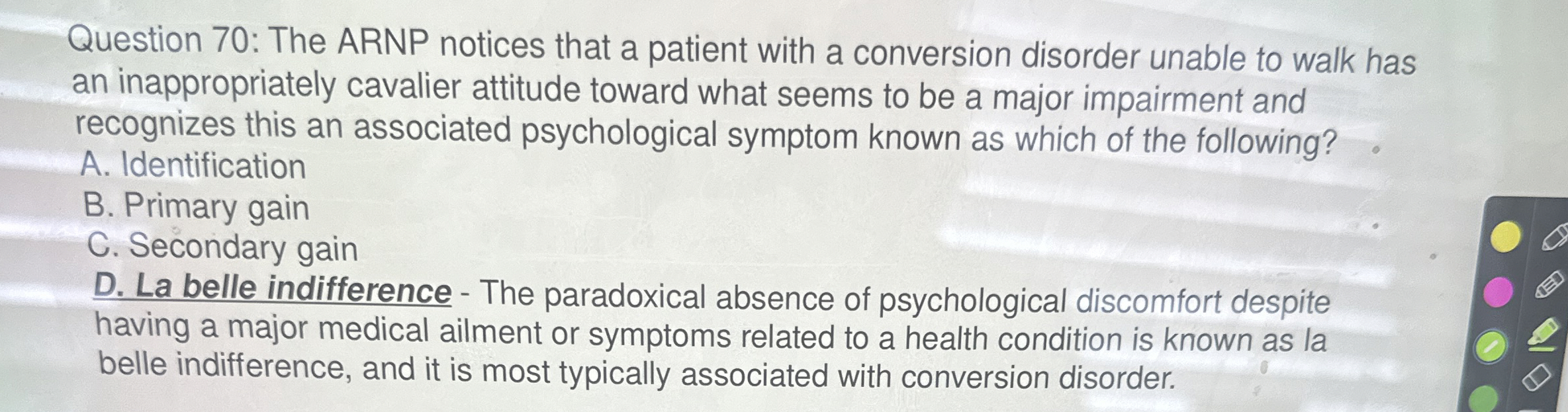Solved Question 70: The ARNP notices that a patient with a | Chegg.com