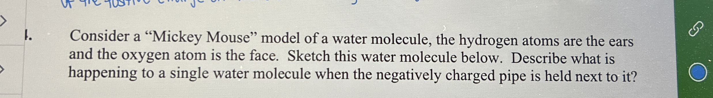 Solved Consider a "Mickey Mouse" model of a water molecule, | Chegg.com