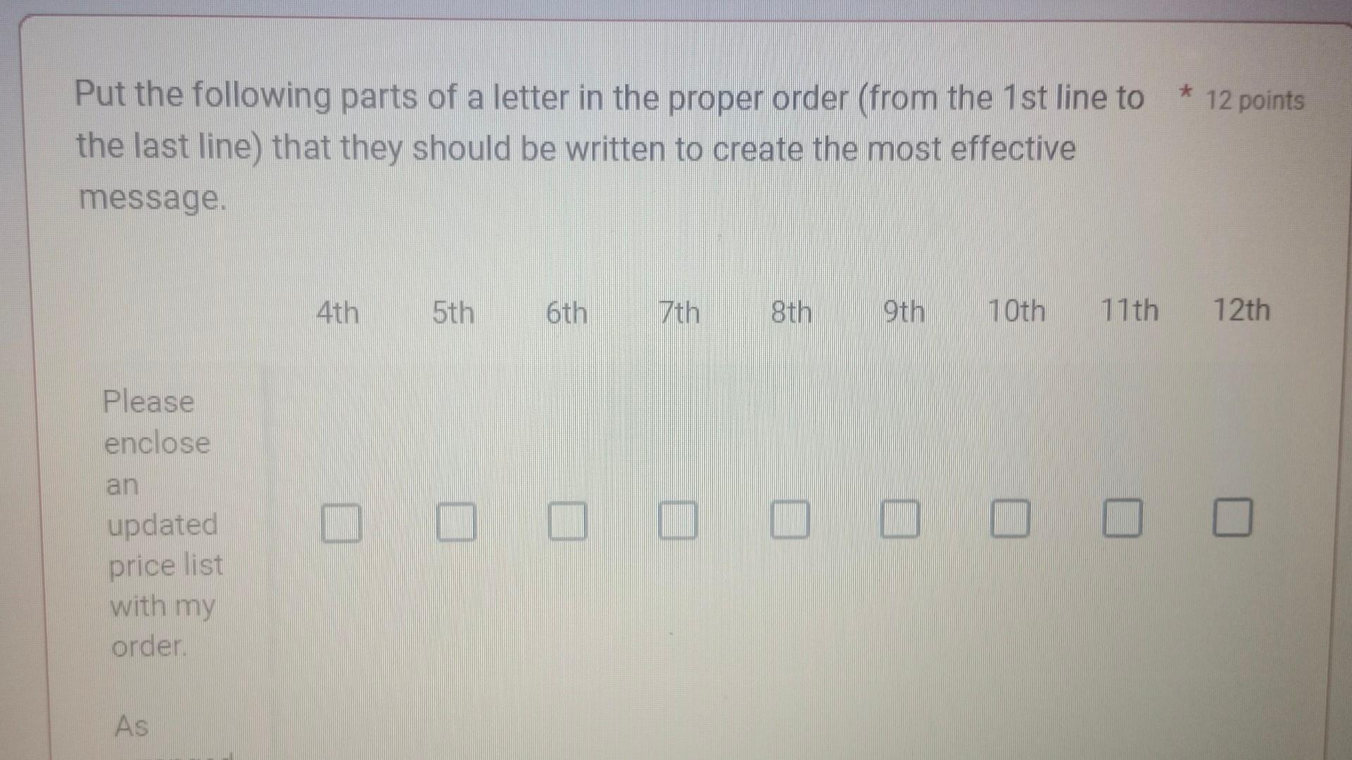 Put the following parts of a letter in the proper | Chegg.com