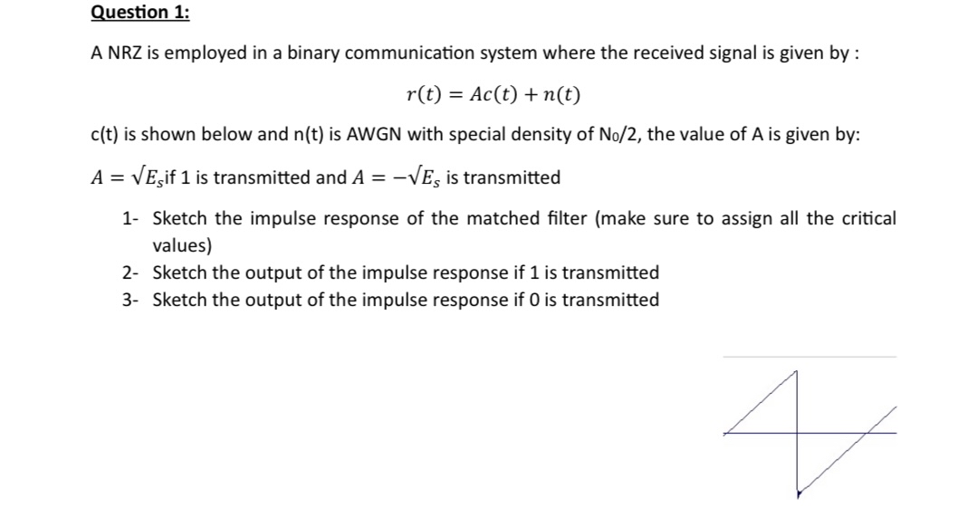Question 1:A NRZ is employed in a binary | Chegg.com