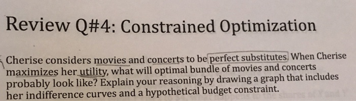 Solved Review Q 4 Constrained Optimization Cherise