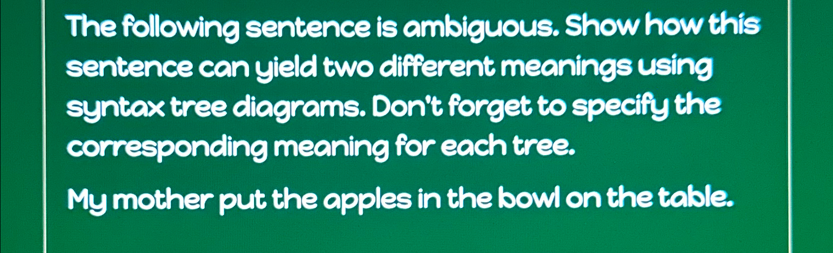 Solved The following sentence is ambiguous. Show how this | Chegg.com