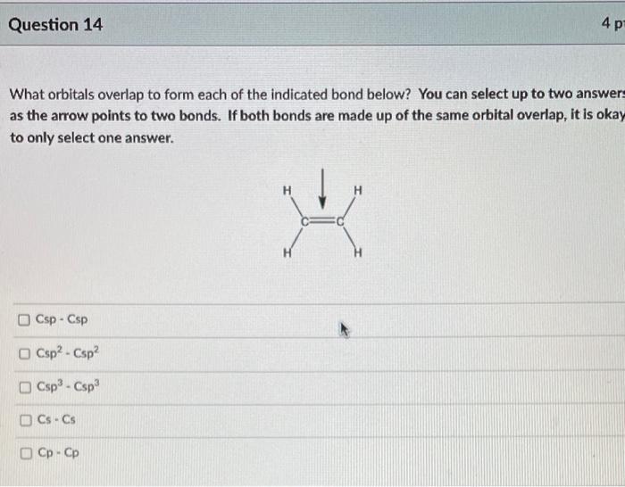 Solved What Orbitals Overlap To Form The Indicated Bond