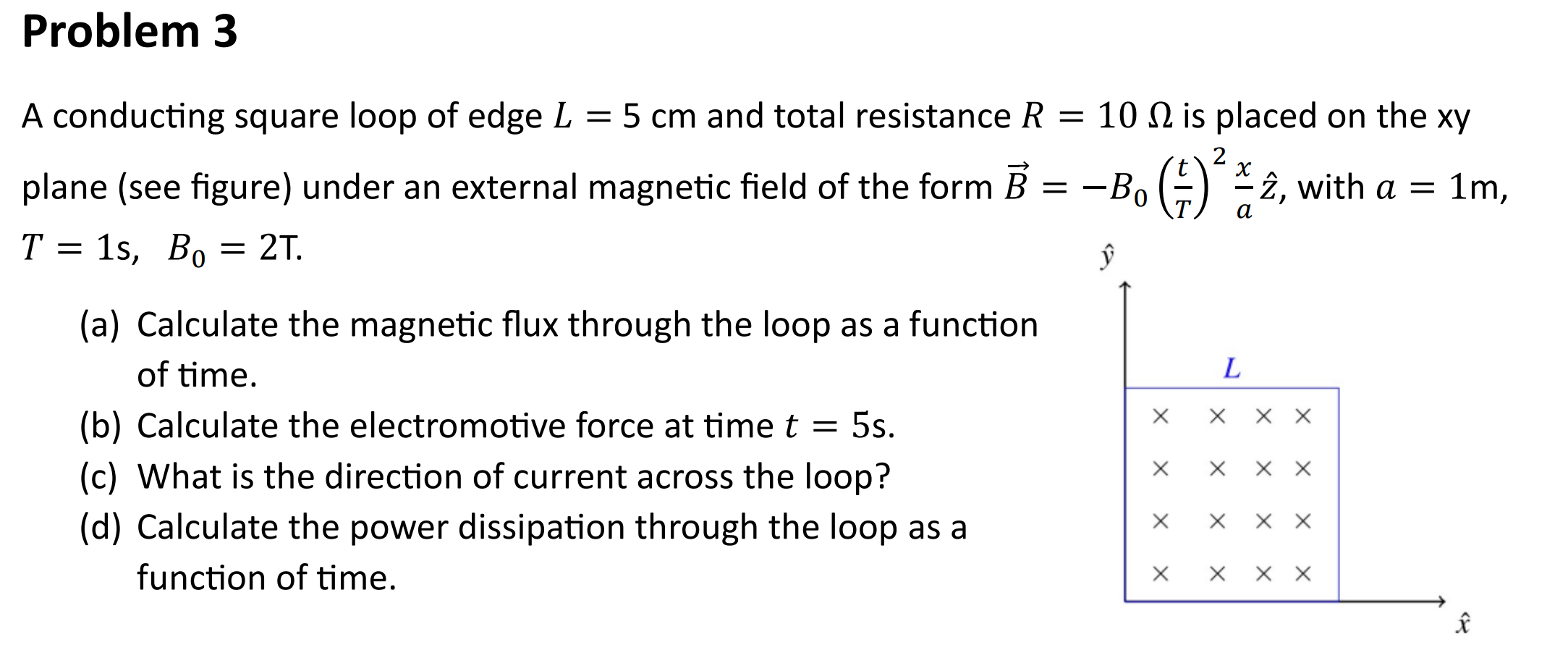 Solved Problem 3A conducting square loop of edge L=5cm ﻿and | Chegg.com