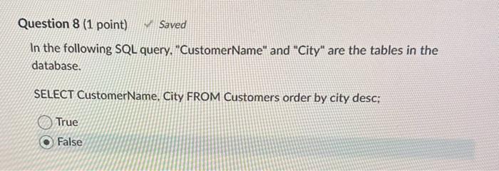Solved In the following SQL query. "CustomerName" and "City" | Chegg.com