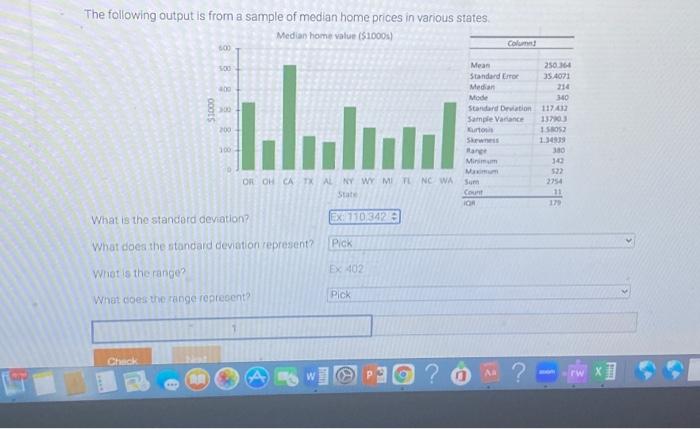 Solved The following output is from a sample of median home | Chegg.com